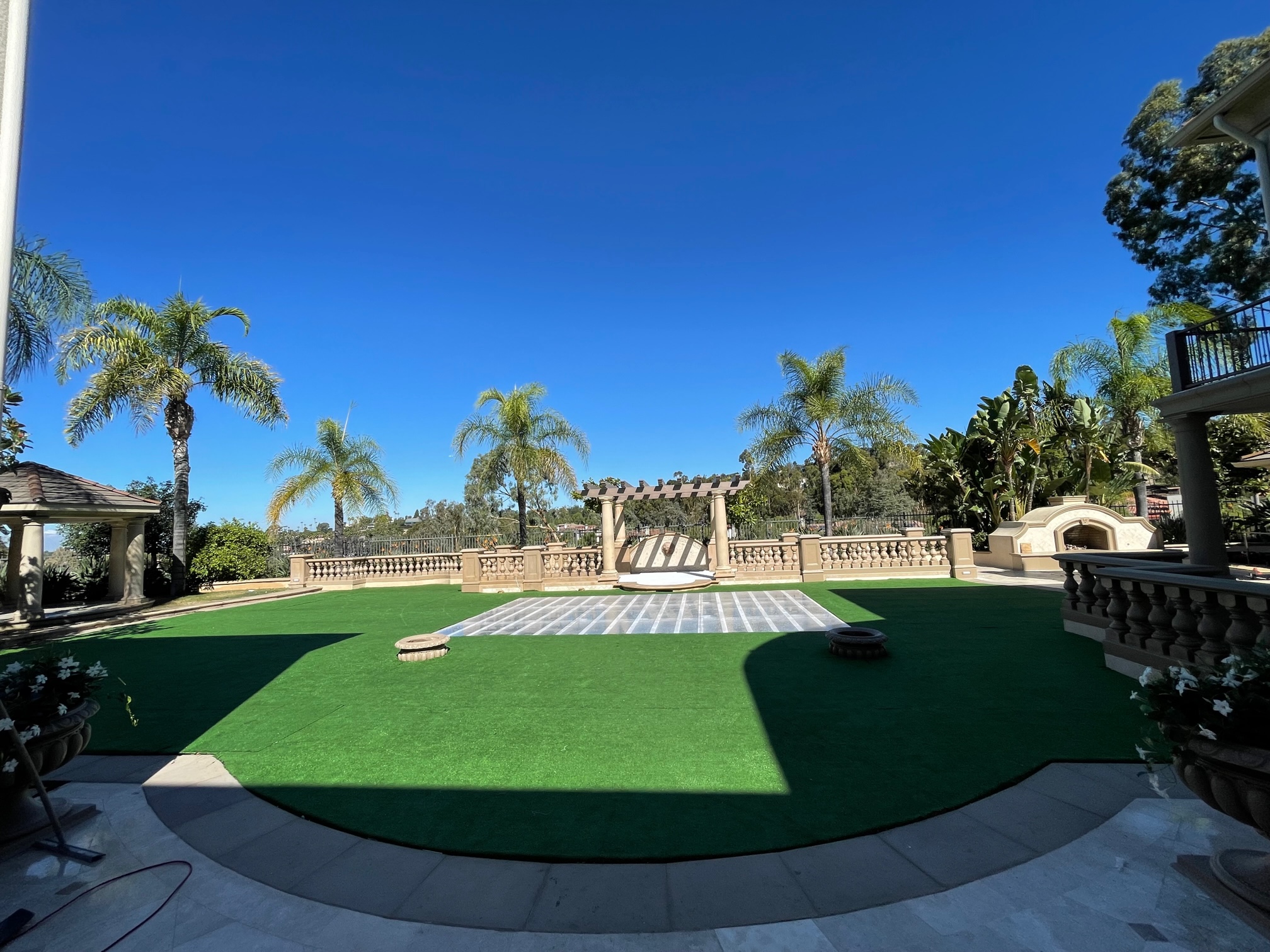 Plexiglass Dance Floor over the pool and leveling the entire backyard ...